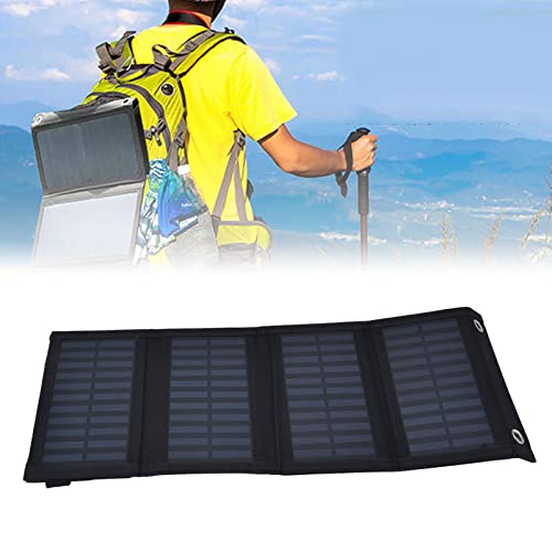 plplaaoo Solar Panel, Solar Battery Charger, Portable Solar Panel, Solar Battery Maintainer, 20W High Conversion Rate Solar 4 Folding Bag with USB Output Waterproof Solar Charger for Cellphone (2A