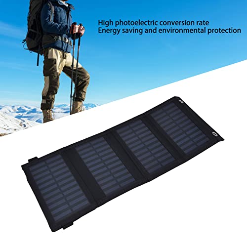 plplaaoo Solar Panel, Solar Battery Charger, Portable Solar Panel, Solar Battery Maintainer, 20W High Conversion Rate Solar 4 Folding Bag with USB Output Waterproof Solar Charger for Cellphone (2A