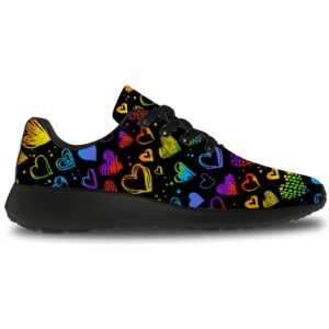 horethy Mens Womens Gay Pride Shoes Running Shoes Walking Tennis Sneakers Rainbow Heart LGBTQ Lesbian Shoes Gifts for Men Women,Size 9.5 Men/11 Women Black