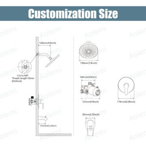 Aolemi Brushed Nickel Tub Shower Faucet Set With Valve Wall Mount Shower Trim Kit 6 Inch Bathtub Fixtures With Pressure Balance Rough-in Valve Single-Spray Shower Head System and 5.3 Inch Tub Spout