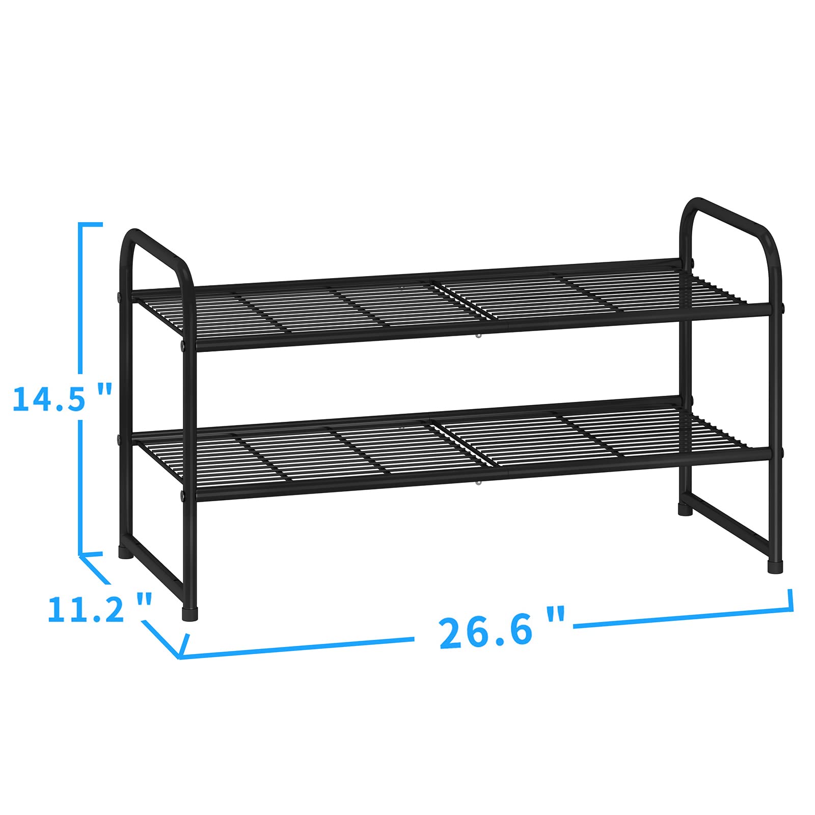 Simple Trending 2-Pack 2-Tier Stackable Shoe Rack, Metal Shoe Shelf Storage Organizer, Black