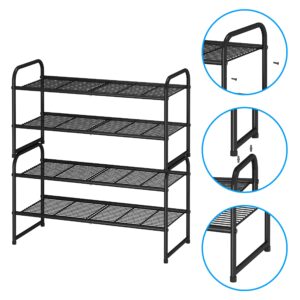 Simple Trending 2-Pack 2-Tier Stackable Shoe Rack, Metal Shoe Shelf Storage Organizer, Black