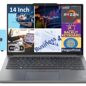 LENOVO ThinkPad E14 Business Laptop 14.0" FHD IPS Display (AMD Ryzen 5 7530U 6-Core, 16GB RAM, 512GB PCIe SSD, AMD Radeon, Backlit Keyboard, FP Reader, WiFi 6, Webcam Win 11 Pro) with Hub