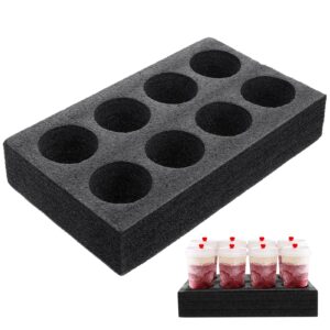 Disposable Foam Takeout Cup Holders 8 Holes Cup Drink Carrier Tray Food Drink Holder for Cold Hot Drinks Black