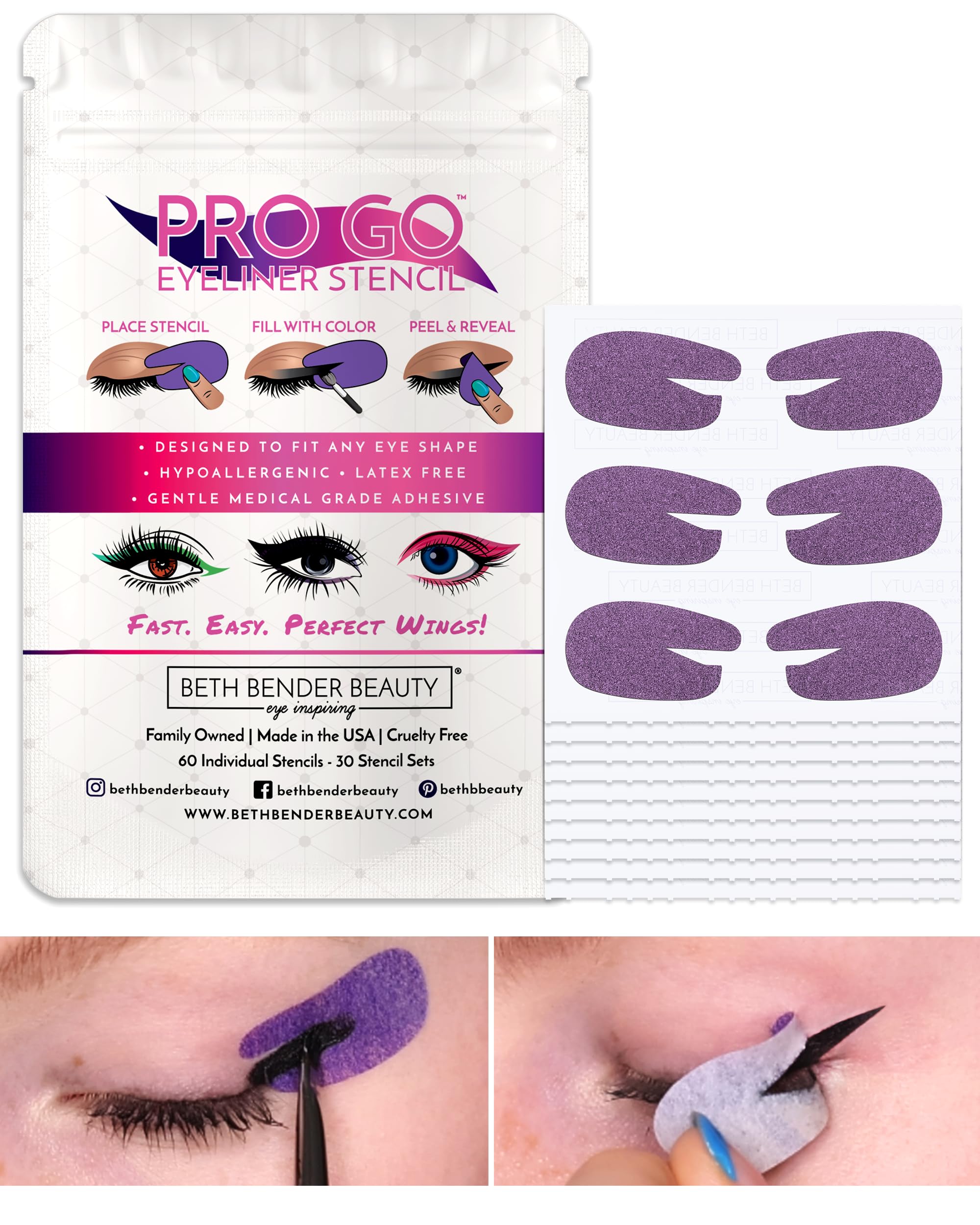 Beth Bender Beauty Pro Go Eyeliner Stencil | Cat Eyeliner Stencil | Made in USA | Cruelty Free & Vegan (Pro Go)