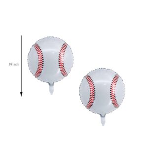 CHIL 8 PCS 20 Inch Baseball Balloons and Baseball Glove Balloons Sports Mylar Balloon for Baseball Themed Birthday Baby Shower Decoration Party Supplies, White,red