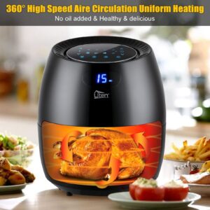 Uten Air Fryer 6.9 QT Fit for 6-8 People, Oven Cooking with Temperature Control, Extra Hot Air Fry, 8-in-1, Broil, Roast, Dehydrate, Bake, 6.5L Nonstick Basket, LED Digital Touchscreen, Air Fryer xl