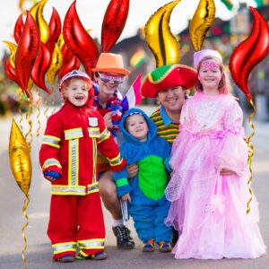 24 Pcs Fire Balloons Fire Truck Birthday Balloons Fire Flame Balloons Firefighter Birthday Party Decorations Red and Gold Mermaid Tail Balloon for Fireman Rescue Theme Party Supplies, 36/24/18 Inch