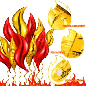 24 Pcs Fire Balloons Fire Truck Birthday Balloons Fire Flame Balloons Firefighter Birthday Party Decorations Red and Gold Mermaid Tail Balloon for Fireman Rescue Theme Party Supplies, 36/24/18 Inch