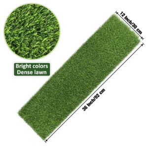 Kesfey 12 x 36 Inch Artificial Grass Table Runners Washable Green Synthetic Home Decor Faux Table Runner Trimmable Green Artificial Tabletop Supplies for Golf Themed Party Dining Decor Baby Shower