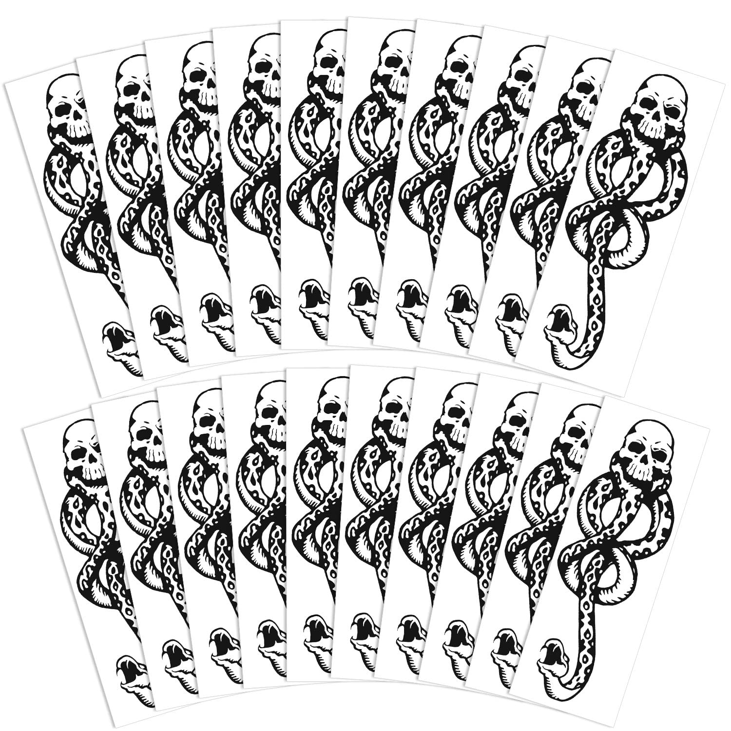 Zayvor 20 Sheet Halloween Death Eater Tattoo, Death Eater Mark Tattoo Temporary,Mark Mamba Skull Snake Temporary Tattoo For Adult Kids Halloween Cosplay Costume Tattoos Accessories Gifts