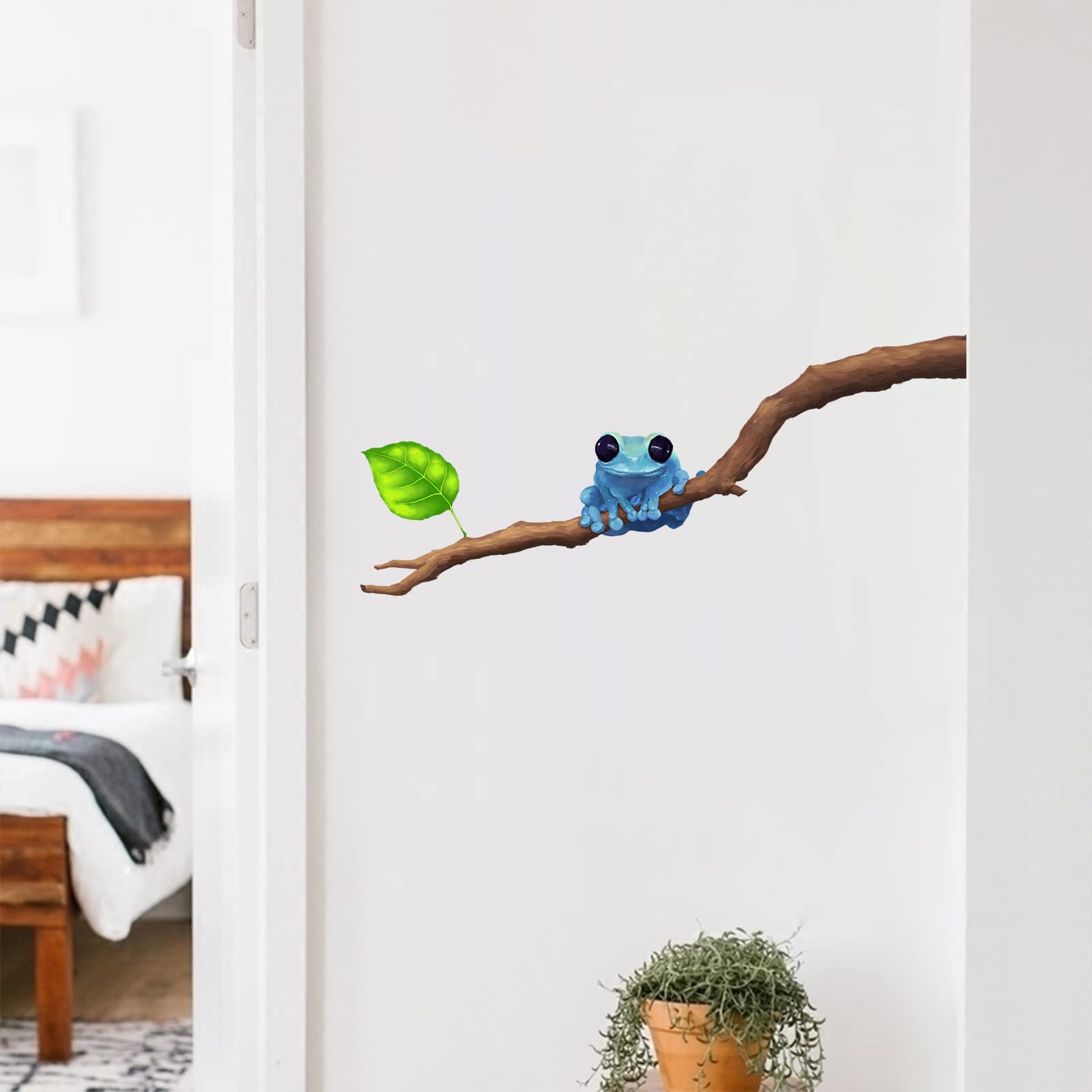 RoyoLam Blue Poison-Dart Frog Wall Decal Nursery Animal Wall Sticker Removable Peel and Stick Waterproof Wall Art Decor Stickers for Kids Baby Classroom Living Room Playing Room Bedroom