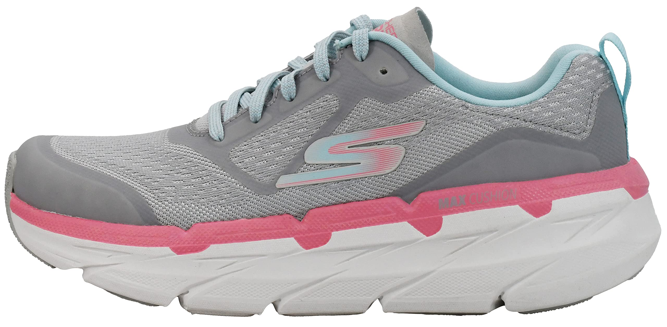 Skechers Women's Max Cushion-17690 Sneaker, Grey/Pink, 9 M