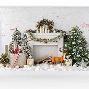 Kate 10×8ft (3×2.5m) Bokeh Bohemia Christmas Tree Photo Backdrop White Fireplace Brick Wall Xmas Photography Background for Christmas Studio Props