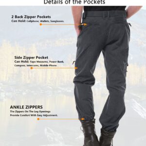 AKARMY Men's Work Pants, Cargo Pants for Men, Straight Tactical Pants, Work Travel Casual Pant with Multi Zipper Pockets 9920 Gray 34