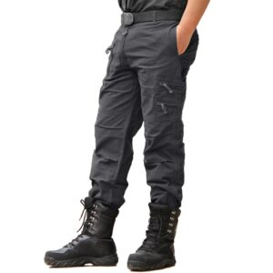 AKARMY Men's Work Pants, Cargo Pants for Men, Straight Tactical Pants, Work Travel Casual Pant with Multi Zipper Pockets 9920 Gray 34