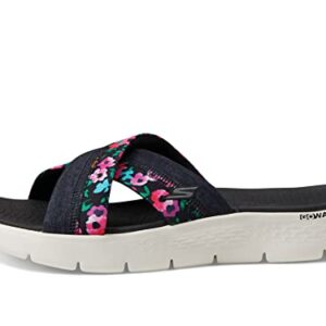 Skechers womens Go Walk Flex Sandal-blossoms Sandal, Black, 9 US