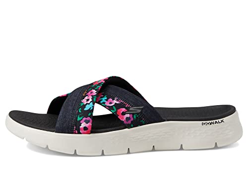 Skechers womens Go Walk Flex Sandal-blossoms Sandal, Black, 9 US