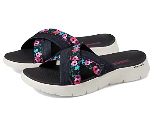 Skechers womens Go Walk Flex Sandal-blossoms Sandal, Black, 9 US