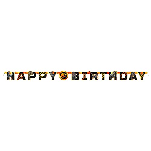 Jurassic World 3 Jointed Banner - 6' - Vibrant Orange & Black Paper, Perfect for Birthday & Children's Parties, Dino-Themed Decor (1 Pc.)