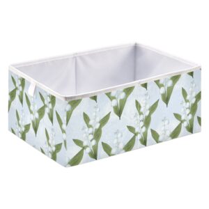 DOMIKING Lilies Valley Storage Baskets for Shelves Foldable Collapsible Storage Box Bins with Cubes Toys Closet Organizers for Pantry Organizing Shelf Nursery Home Closet,11 x 11inch