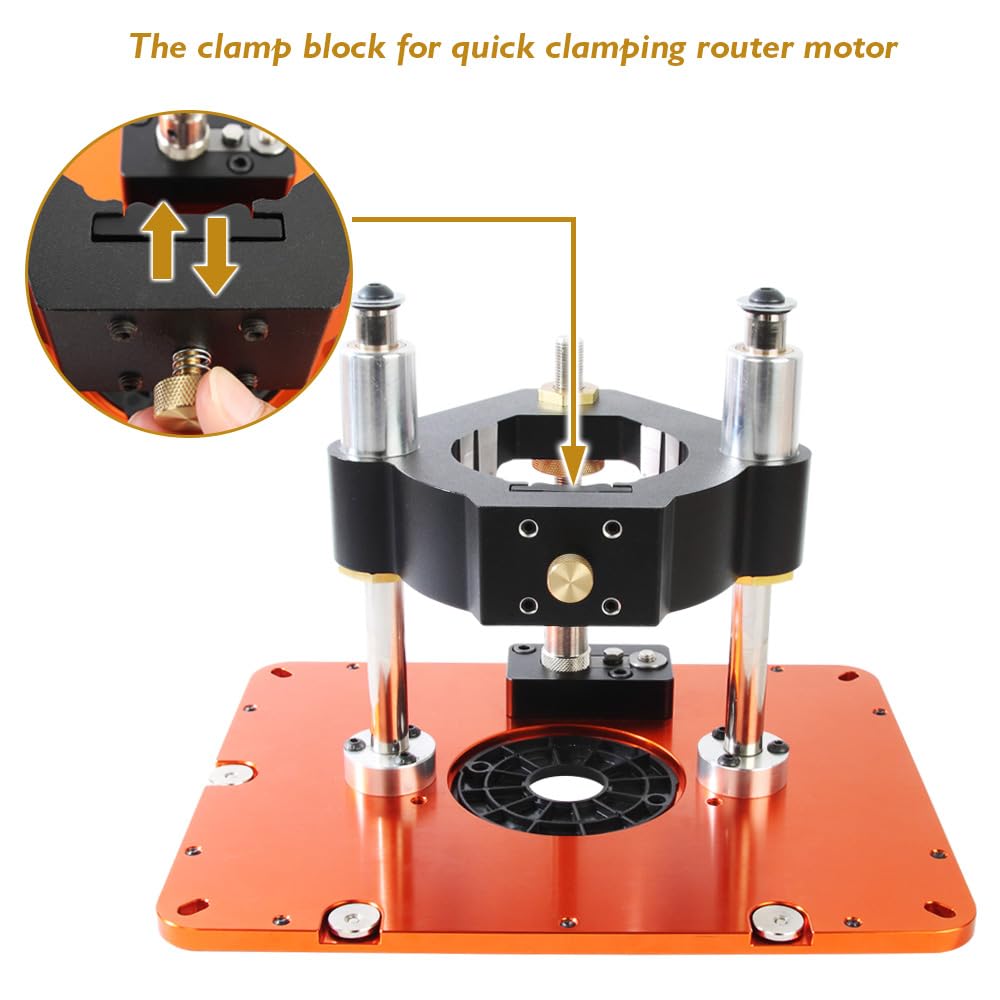 O'SKOOL Router Lift Systems for 3-1/2" Diameter Motors, 9-1/4'' x 11-3/4'' Plate 5-Piece Insert Ring Kit