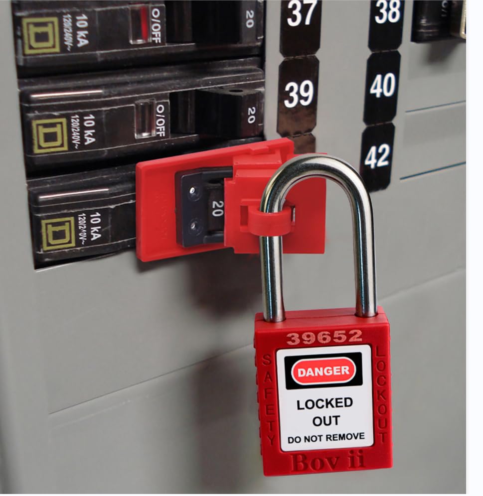 Boviisky 10 Red Lockout Tagout Locks Set, Loto Locks Keyed Different, 2 Keys Per Lock, OSHA Compliant Lockout Locks