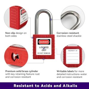 Boviisky 10 Red Lockout Tagout Locks Set, Loto Locks Keyed Different, 2 Keys Per Lock, OSHA Compliant Lockout Locks