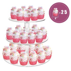 3 Tier Cupcake Stand Round Shape Acrylic Cupcake Tower Dessert Stand Holder Pastry Display Cookie Candy Buffet Stand for Wedding, Birthday, Party Decorative Supplies