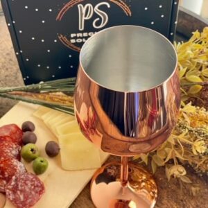 Precision Solutions Rose Gold Fancy Stainless Steel Wine Glasses with Gift Box (Set of 2) 18oz – Our Stunning & Elegant Metal Wine Glass is Unbreakable - Great for Picnics & Outdoors Events