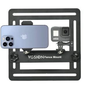 VGSION Action Camera Fence Mount for GoPro Hero 12/11/10/9/8 Compatible with iPhone,BlackBerry, Samsung Galaxy S III Metal Phone Clip Supporting Recording While Charging for Baseball Tennis Game