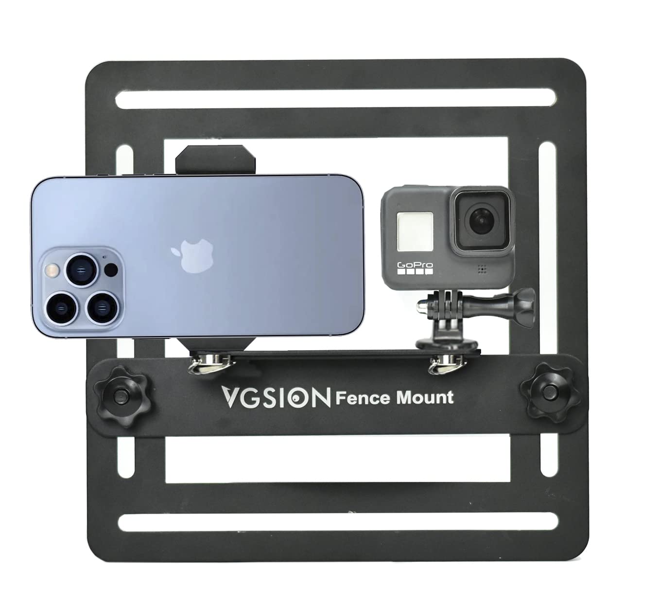 VGSION Action Camera Fence Mount for GoPro Hero 12/11/10/9/8 Compatible with iPhone,BlackBerry, Samsung Galaxy S III Metal Phone Clip Supporting Recording While Charging for Baseball Tennis Game