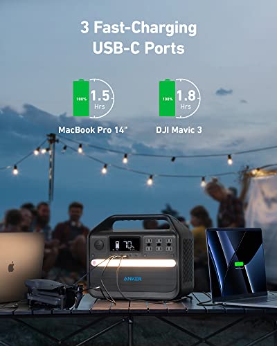 Anker 555 Solar Generator, Powerhouse 1024Wh with 2×100W Solar Panel, Power Station with LiFePO4, 6×110V AC Outlets, 3 USB-C PD Ports at 100W Max, LED Light for Outdoor RV, Camping(Anker Solix)