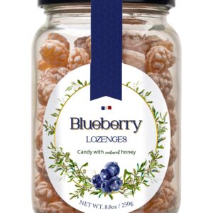 Gourmanity Blueberry Flavor Natural Honey Lozenges 250gr, Gourmet Candy Honey Drops, Soothing Honey Throat Lozenges (8.8oz/250gr Pack)