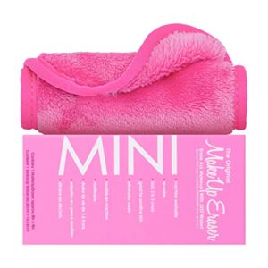 makeup eraser mini, erase all makeup with just water, including waterproof mascara, eyeliner, foundation, lipstick and more (original pink)