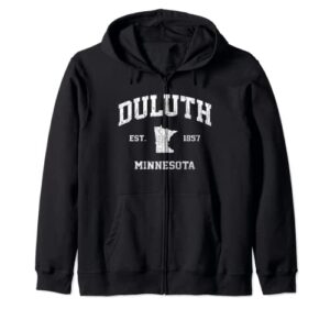 duluth minnesota mn vintage state athletic style zip hoodie