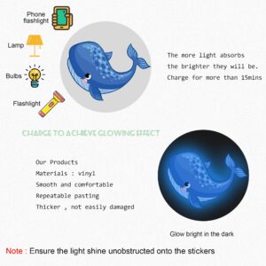 Glow in The Dark Cute Ocean Wall Decals, Under The Sea Life Fish Animals Stickers for Nursery, Removable Living Room Bedroom Bathroom Decoration