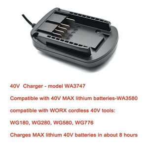 WETOOLPLUS WA3747 40v MAX Lithium Ion Battery Charger for Worx WA3580 Battery