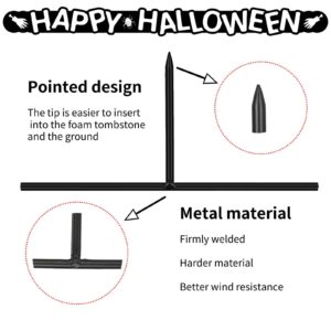 Halloween Tombstone Stakes 6.50 x 3.1 inches Foam Graveyard Stakes 1/6 Inch Diameter Bold T Shape Metal Stakes for Halloween Tombstone Indoor and Yard Outdoor Decorations (12)