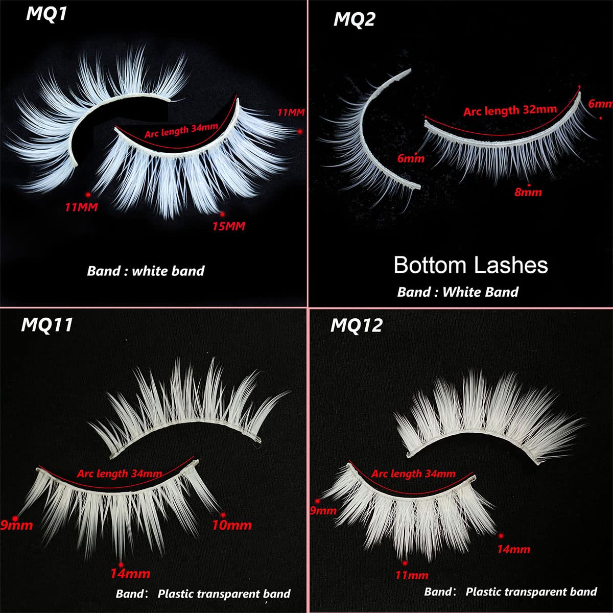 White Lashes Cosplay White False Eyelashes MUQIU37 Thick Natural White Fake Eye Lashes Can Be Painted Easter Eyelashes Halloween Costume Party Eye Lashes Tool Stage Performance (MQ701-5 Pairs-17mm)