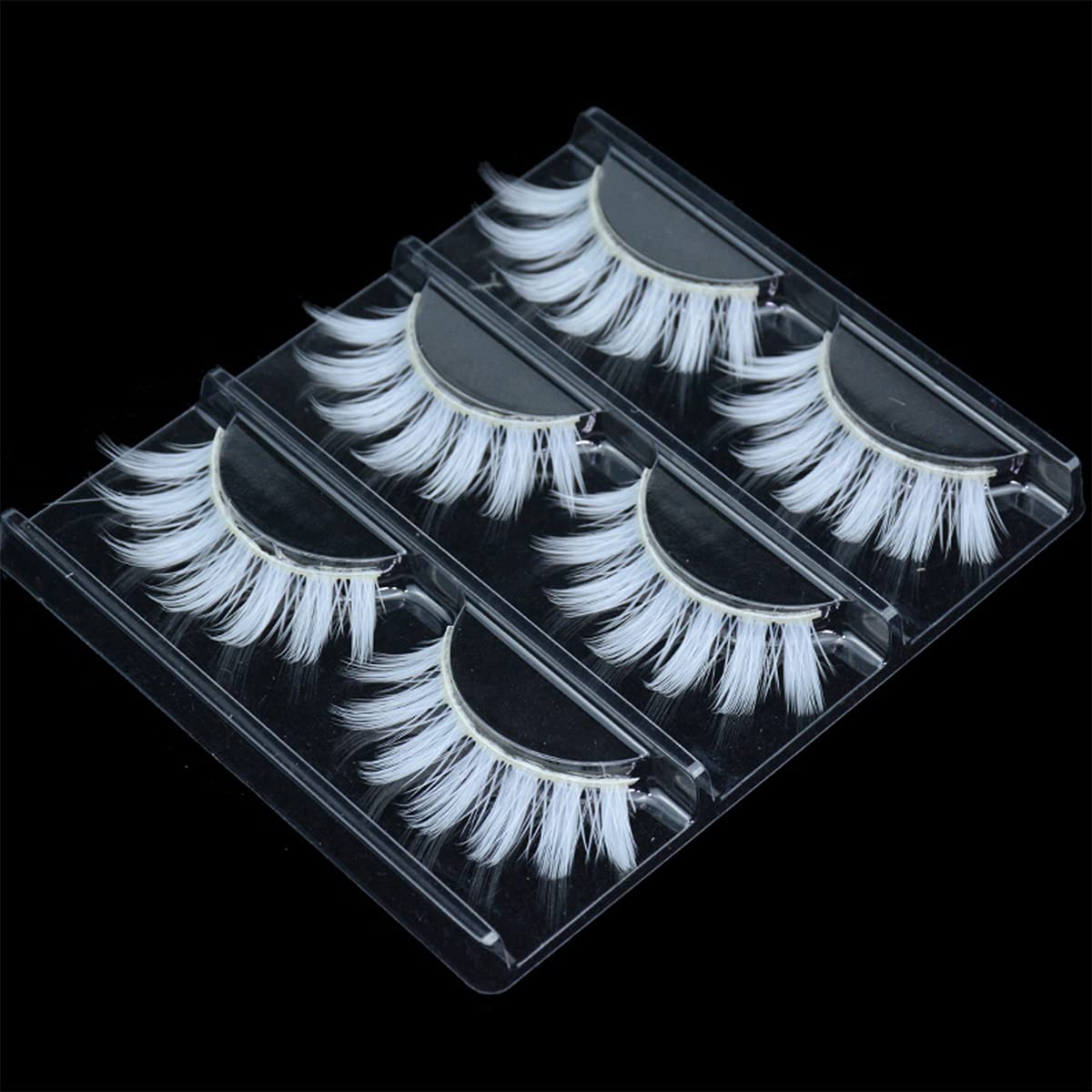 White Lashes Cosplay White False Eyelashes MUQIU37 Thick Natural White Fake Eye Lashes Can Be Painted Easter Eyelashes Halloween Costume Party Eye Lashes Tool Stage Performance (MQ701-5 Pairs-17mm)