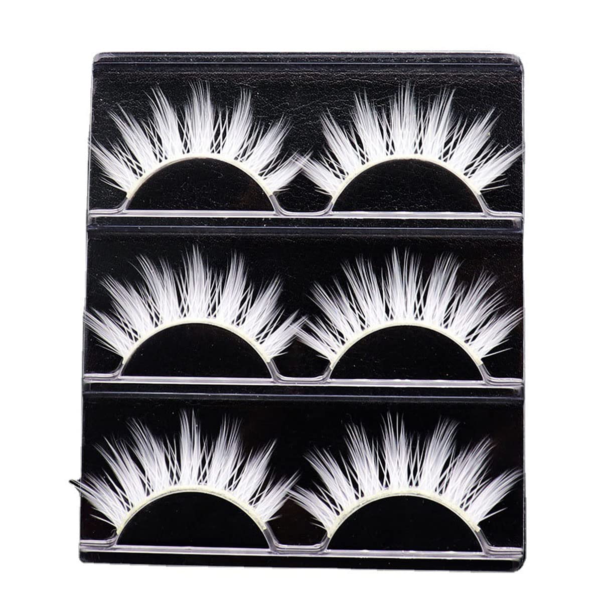 White Lashes Cosplay White False Eyelashes MUQIU37 Thick Natural White Fake Eye Lashes Can Be Painted Easter Eyelashes Halloween Costume Party Eye Lashes Tool Stage Performance (MQ701-5 Pairs-17mm)