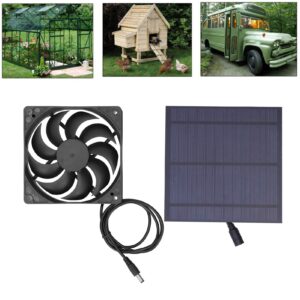 Jiawu Solar Fan, 5W Solar Panel Fan Kit, Solar Powered Fan for Small Chicken Coops, Greenhouses, Sheds, Pet Houses, Solar Powered Exhaust Fan Solar Panel Board with Ventilation Fan