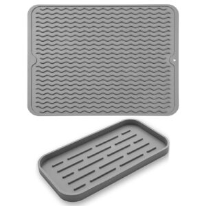 micoyang silicone kitchen sink organize tray and dish drying mat for multiple usage