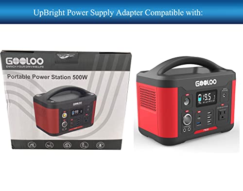 UpBright New Global AC/DC Adapter Compatible with Gooloo Discovery P500 P600 500W 520wh 600W 626wh Portable Power Station Backup Lithium Battery Outdoor Solar Generator Power Supply Cord Charger