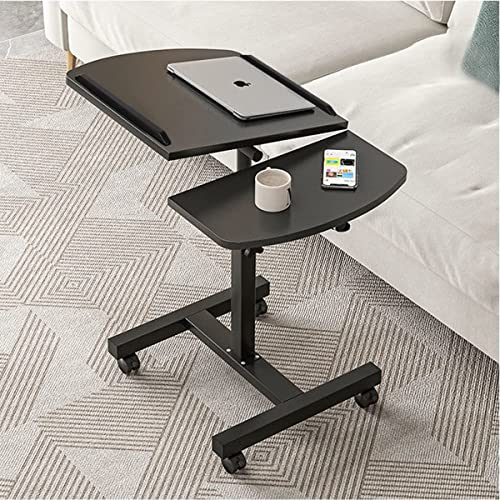 WANLISELL Mobile Laptop Desk Height & Angle Adjustable Laptop Stands Desk Rolling Laptop Cart, Height Adjustable from 24'' to 38'', Black