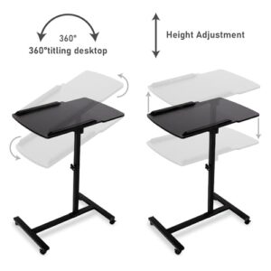 WANLISELL Mobile Laptop Desk Height & Angle Adjustable Laptop Stands Desk Rolling Laptop Cart, Height Adjustable from 24'' to 38'', Black