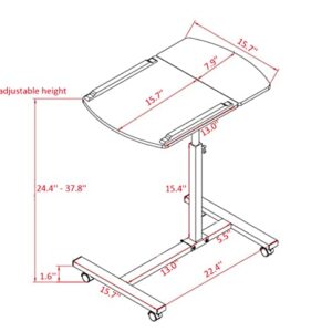 WANLISELL Mobile Laptop Desk Height & Angle Adjustable Laptop Stands Desk Rolling Laptop Cart, Height Adjustable from 24'' to 38'', Black