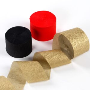 Red-Black Gold Casino-Theme Party-Decorations Streamers - 9 Rolls Graduation Wedding Birthday Baby Bridal Shower Crepe Tissue Paper Streamer Garland Decor Panduola