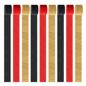 Red-Black Gold Casino-Theme Party-Decorations Streamers - 9 Rolls Graduation Wedding Birthday Baby Bridal Shower Crepe Tissue Paper Streamer Garland Decor Panduola